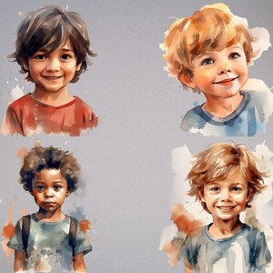 Cute Boy Clipart, Watercolor Boys PNG, Cute Kids Clipart, Boy Clipart ...