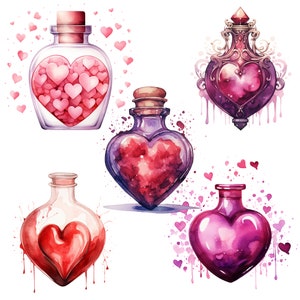 Love Potion Clipart Bundle Watercolor Valentines Day Clipart Valentine ...