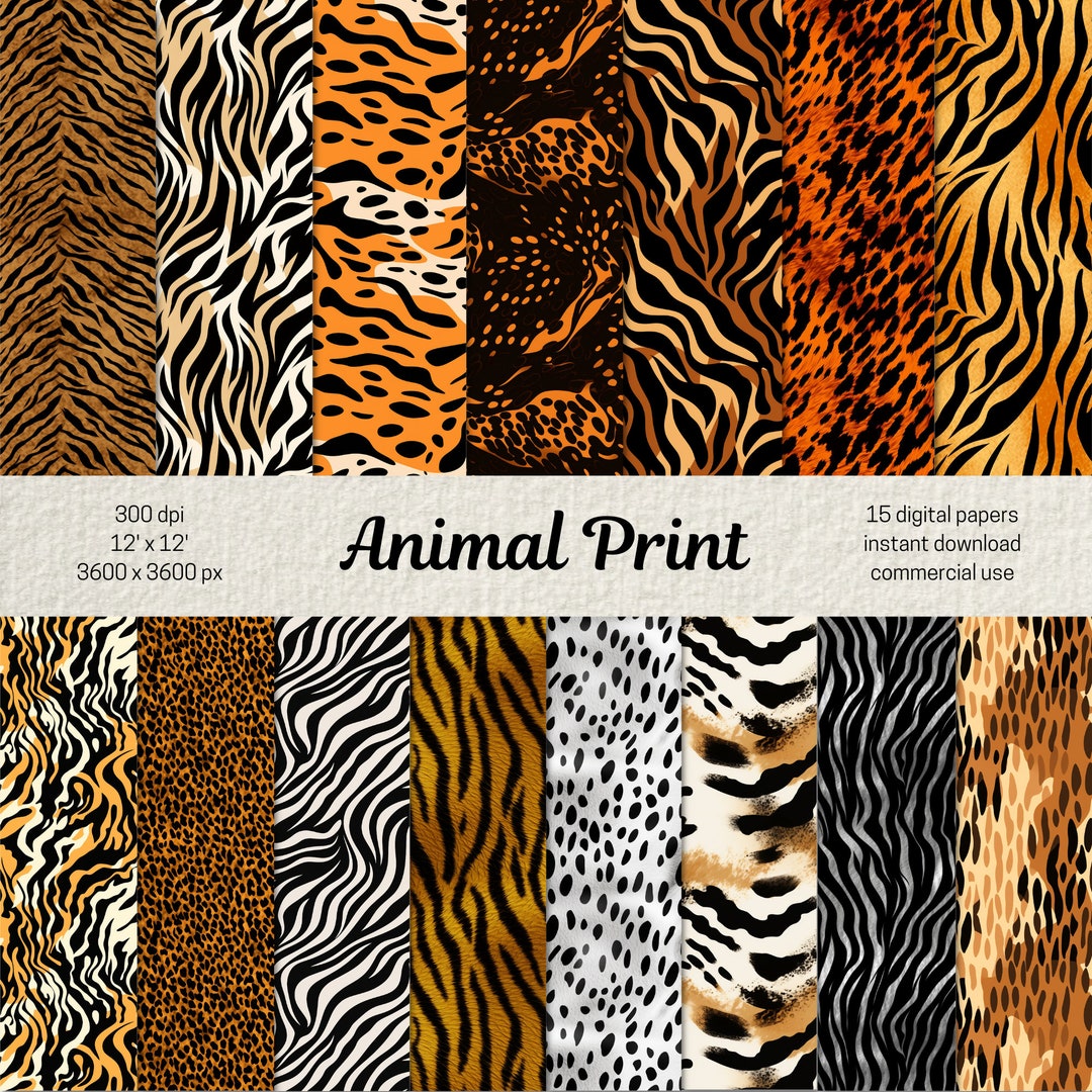 Animal Print Digital Paper Bundle Animal Seamless Pattern - Etsy