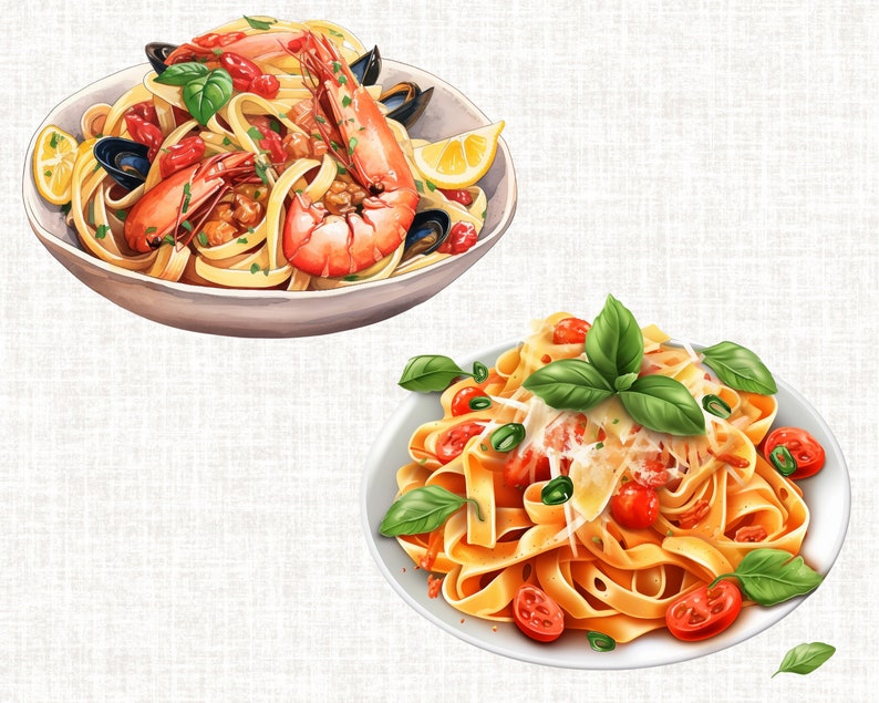 Italian Pasta Clipart Watercolor Italian Food Png Pasta Art - Etsy