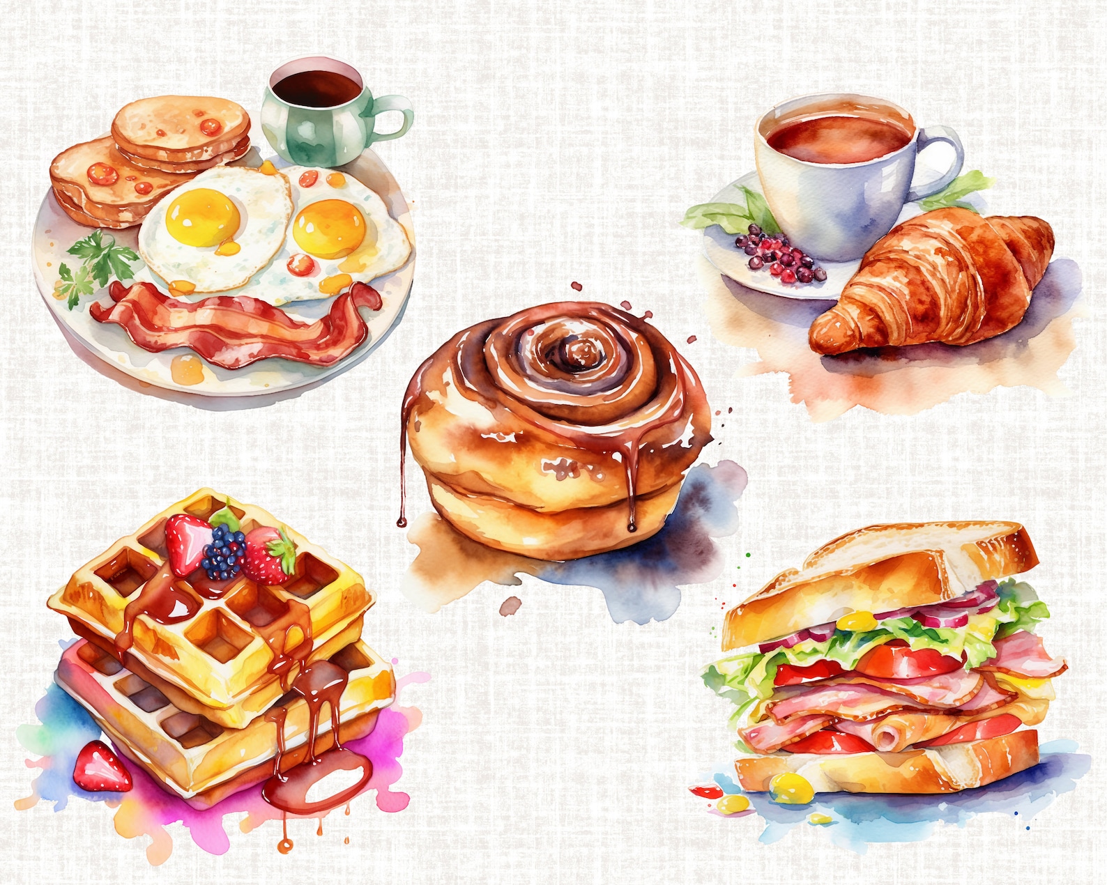 Watercolor Breakfast Clipart Breakfast Food Clipart Pancakes - Etsy