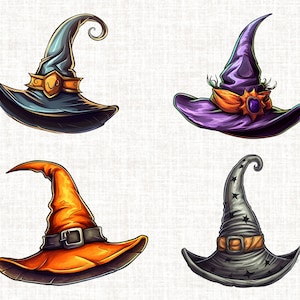 Witch Hat Clipart Bundle, Witch's Hat PNG, Witches Hat Clipart, Magic ...