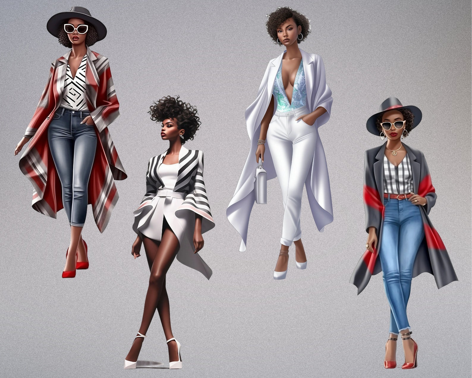 Black Beauty Clipart, African American Girl Clipart, Fashion Black Girl ...