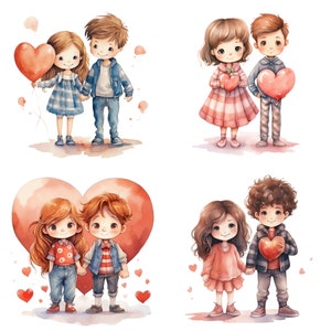 Valentine Kids Clipart Bundle Cute Children Love Graphics Be My ...