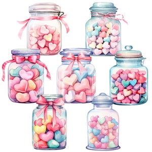Love Jar Clipart Bundle Watercolor Valentine Clipart - Etsy