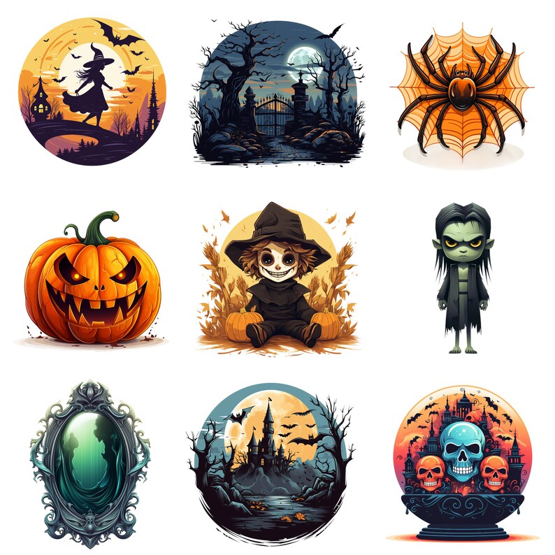 Cute Halloween Clipart Bundle Haunted House Skeleton Mummy - Etsy