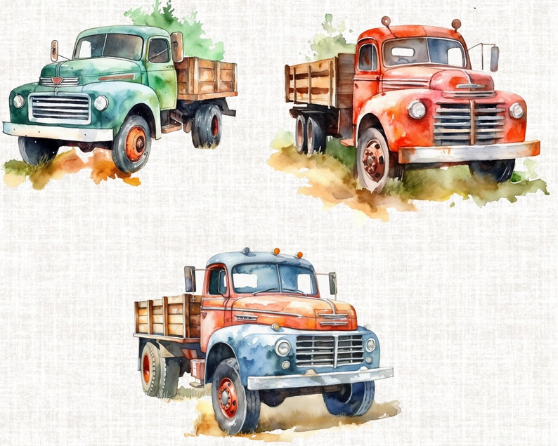 Farmer Truck Clipart Farm Truck Clipart Bundle Old-school - Etsy