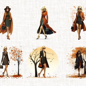 Fashion Girl Clipart, Fall Elegant Woman Illustration, Fall Girl ...