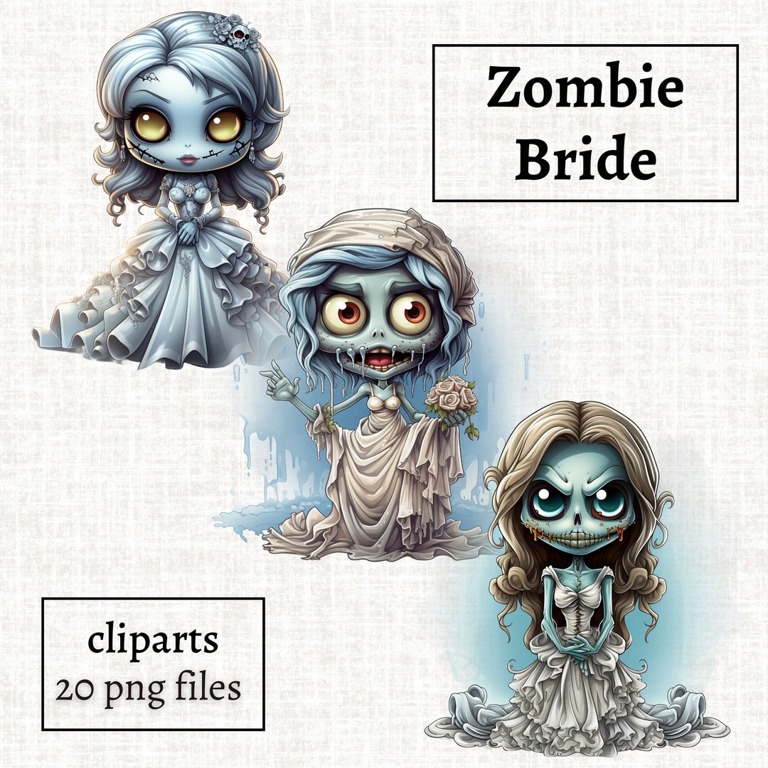 Zombie Bride Clipart Cute Zombie Clipart Halloween Zombie - Etsy