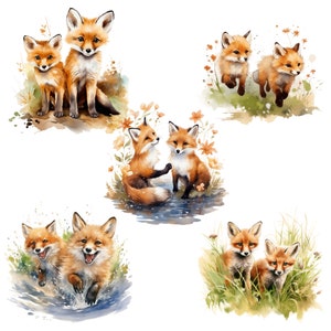 Watercolor Foxes Clipart Bundle Woodland Animals Graphics Forest Animal ...