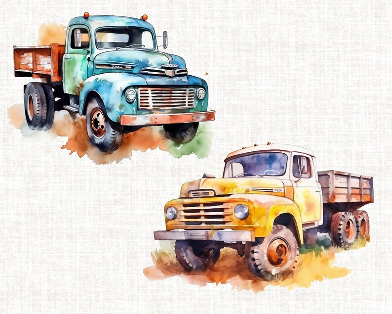 Farmer Truck Clipart Farm Truck Clipart Bundle Old-school - Etsy