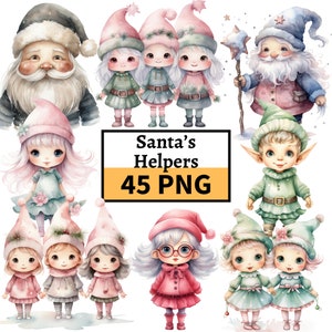 Christmas Elf Clipart, Santa's Helpers, Christmas Elves Clipart Bundle ...