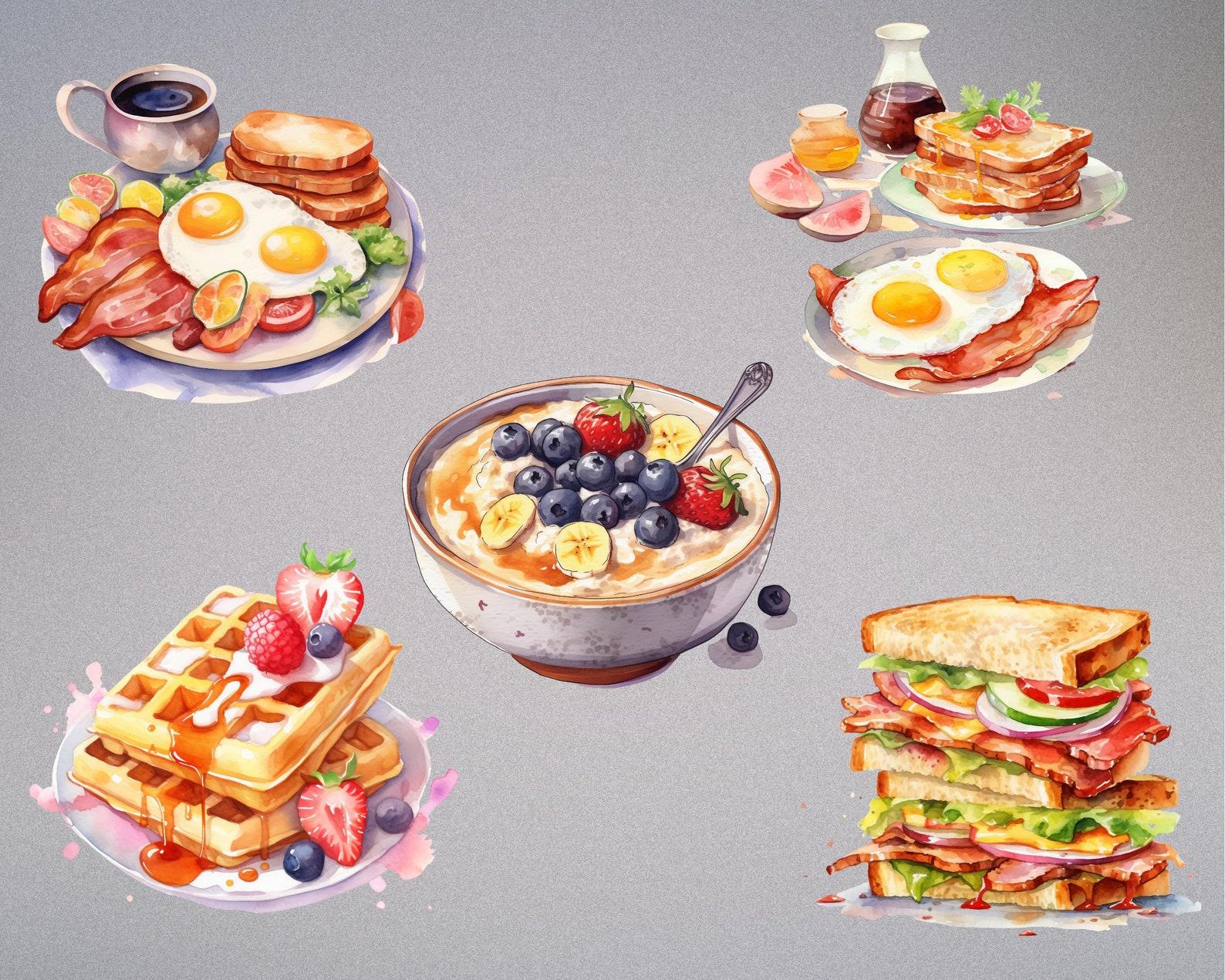 Watercolor Breakfast Clipart Breakfast Food Clipart Pancakes - Etsy