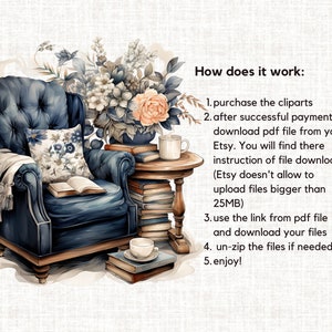 Cottagecore Book Nook Clipart, Cozy Home Library Clipart Bundle, Book ...