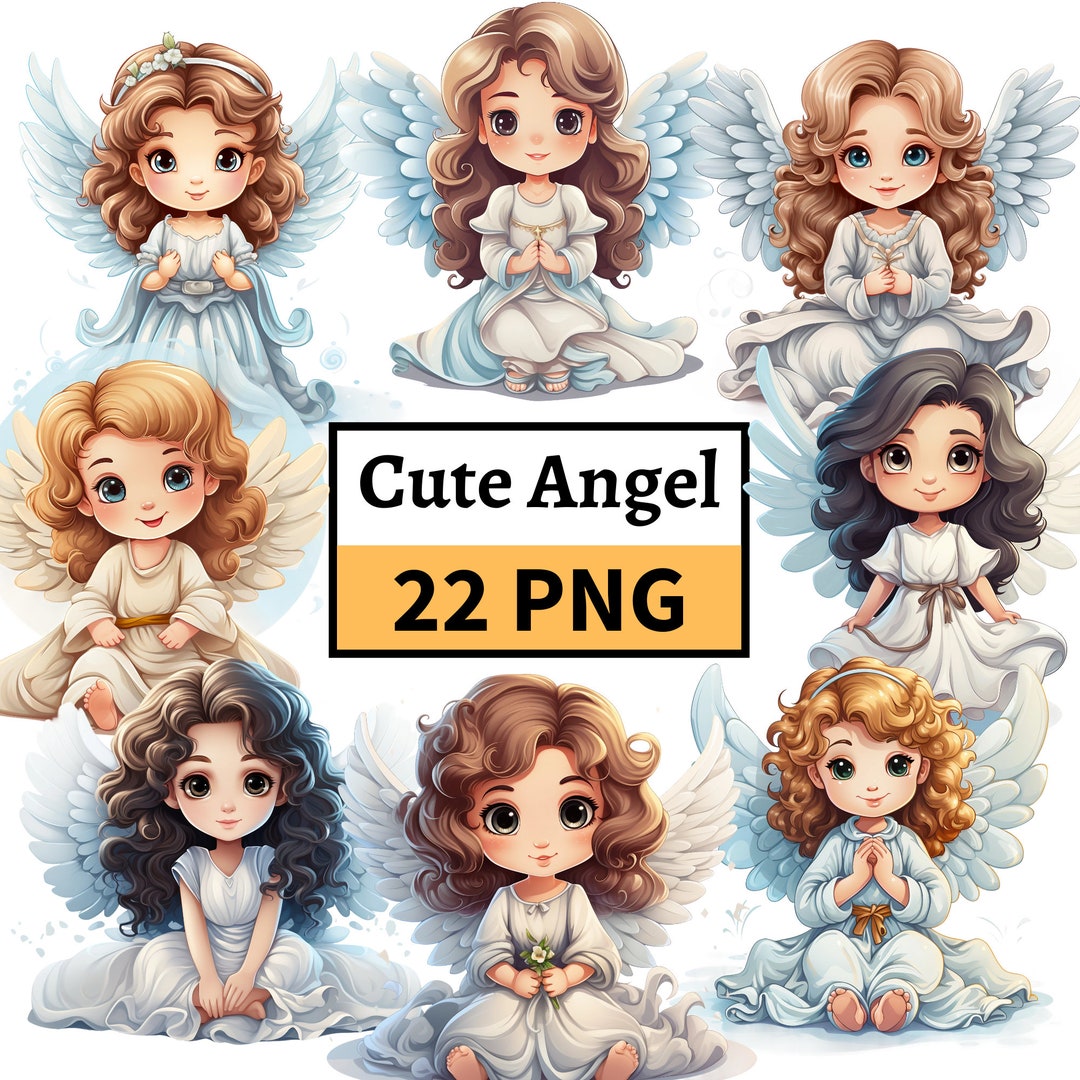 Cute Angel Clipart, Christmas Angel Clipart, Angel PNG Bundle, Cute ...