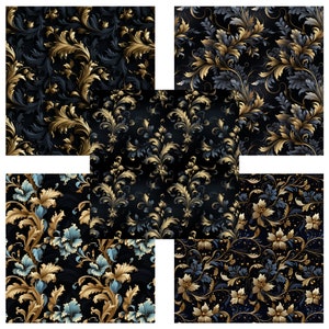 Black Gold Digital Paper, Luxurious Dark Background for Digital and ...