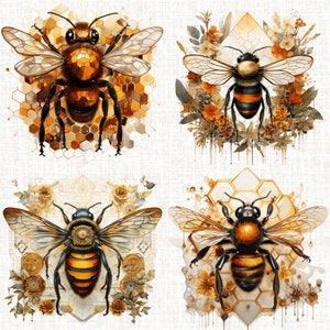 Watercolor Bumblebee Clipart, Geometric Bumble Bee PNG, Artistic Bee ...