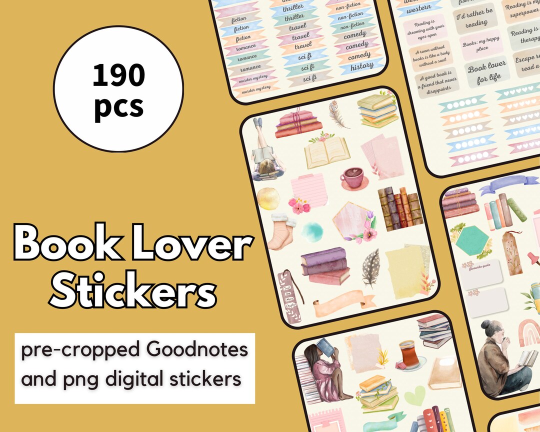 Book Lover Digital Stickers, Reading Stickers for Goodnotes, Digital ...