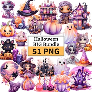 Cute Halloween Clipart, Pink Halloween Clipart, Pastel Halloween ...