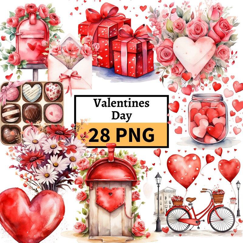 Watercolor Valentine - Etsy