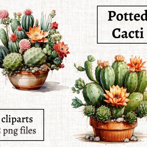 Potted Cacti Clipart Bundle Watercolor Cactus Clipart Cactus - Etsy
