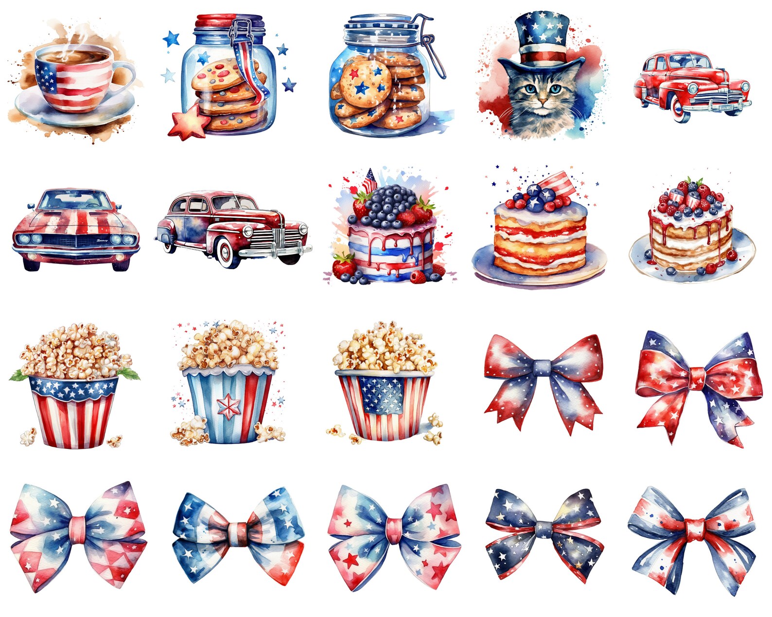 4th of July Clipart Bundle Patriotic Clipart American - Etsy