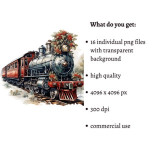Watercolor Christmas Train Clipart Bundle, Cozy Christmas PNG, Winter ...