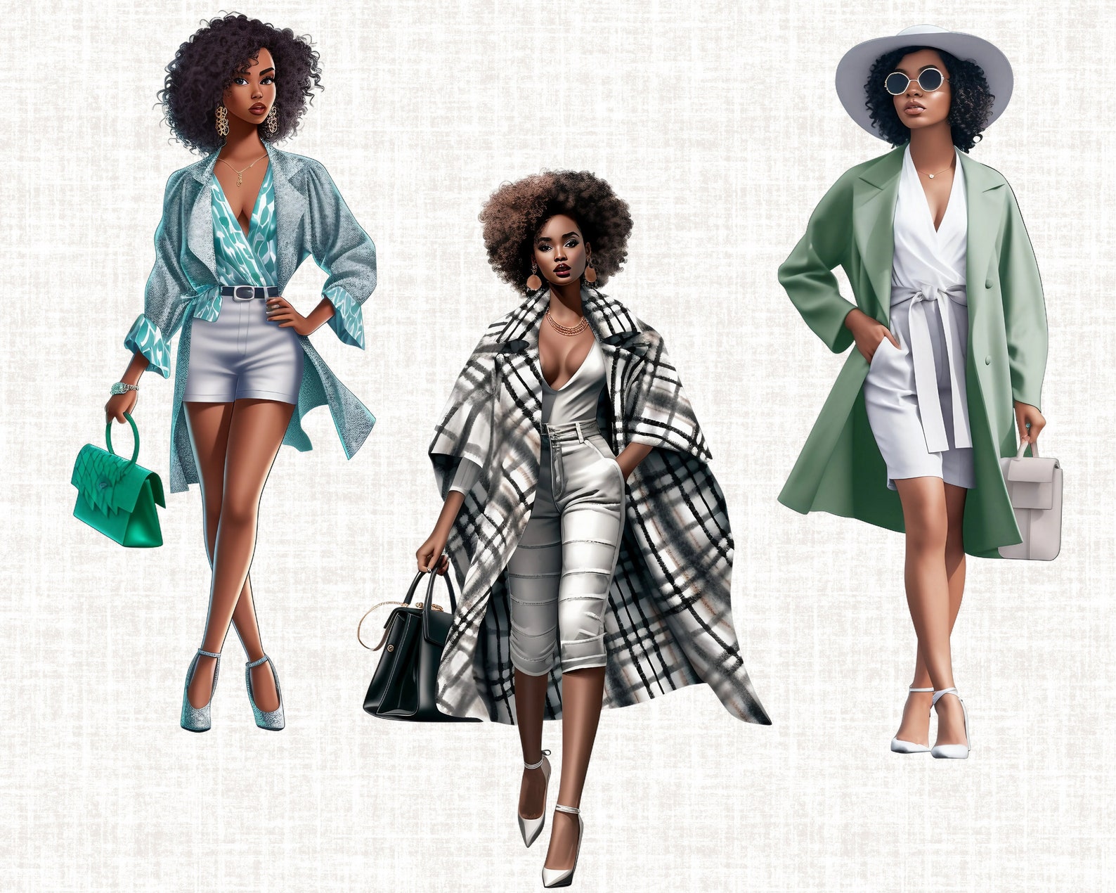 Black Beauty Clipart, African American Girl Clipart, Fashion Black Girl ...