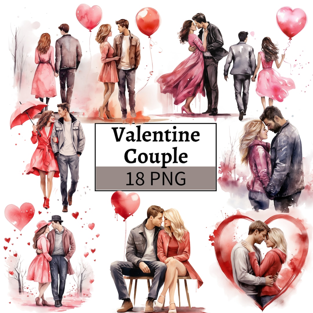 Valentine Couple Clipart Bundle Girlfriend Boyfriend Love Graphics Be ...