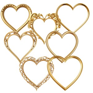 Gold Heart Frames Clipart, Valentines Golden Heart PNG Bundle ...