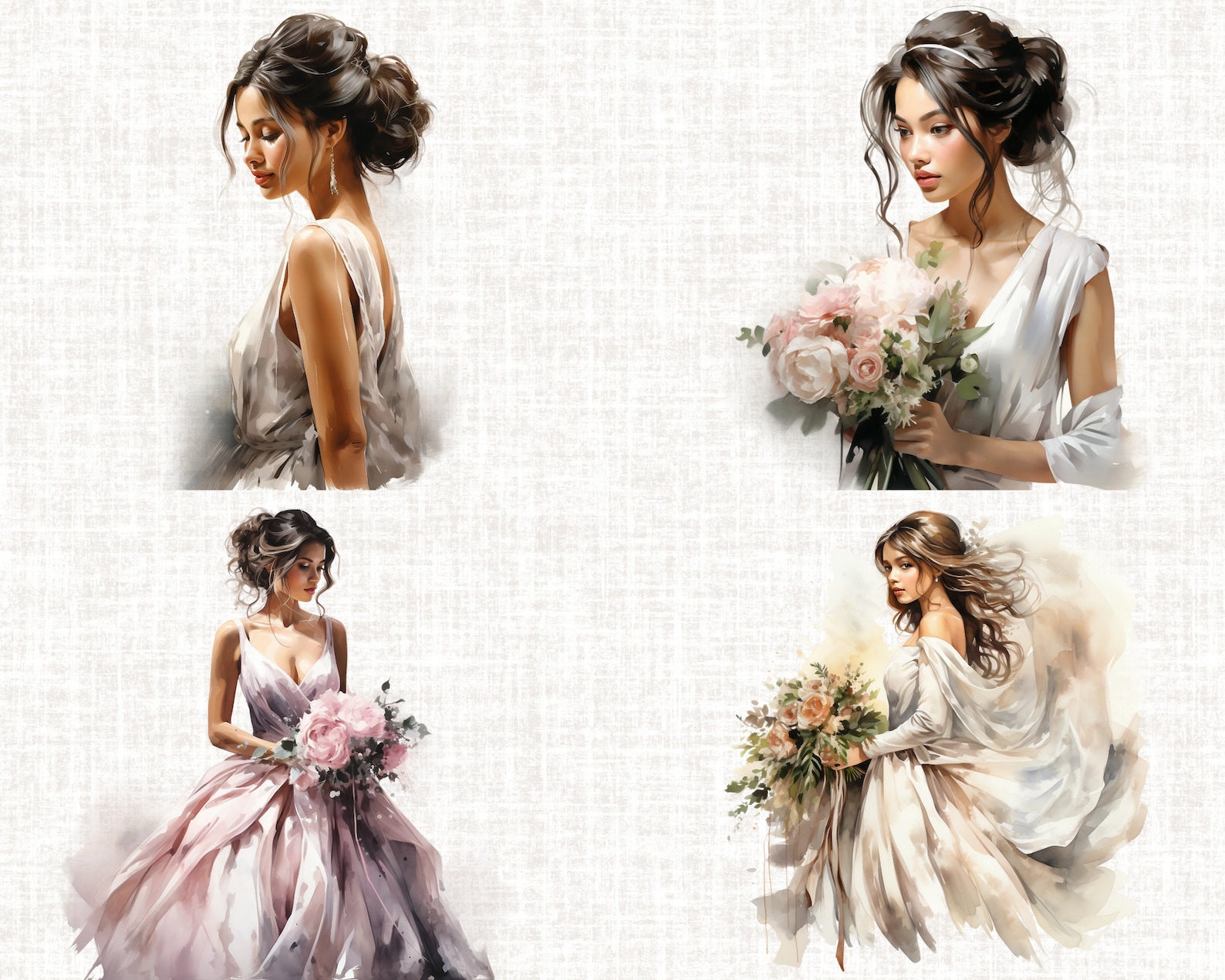 Wedding Clipart Bundle Bride Clipart Set Watercolor Bride - Etsy