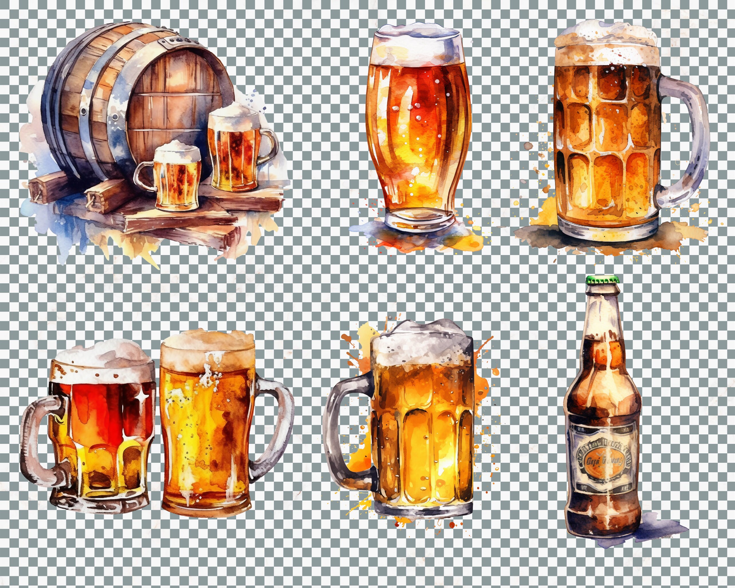 Watercolor Beer Clipart Cold Beer PNG Brewery Images Pint - Etsy