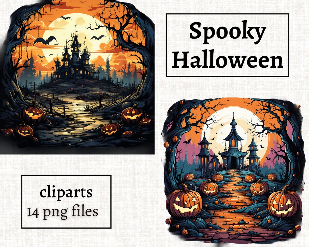 Halloween PNG, Spooky Halloween Clipart, Horror Clipart, Scary House ...