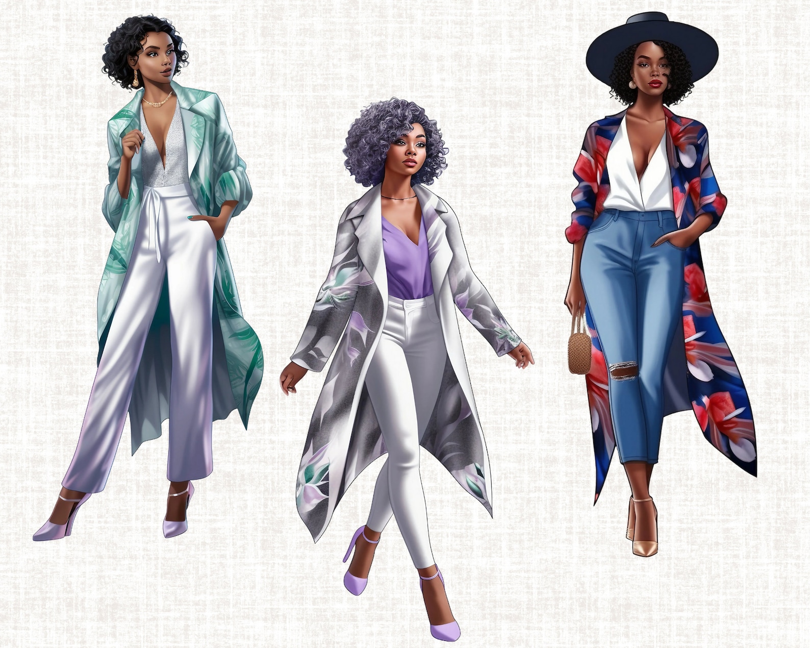 Black Beauty Clipart, African American Girl Clipart, Fashion Black Girl ...