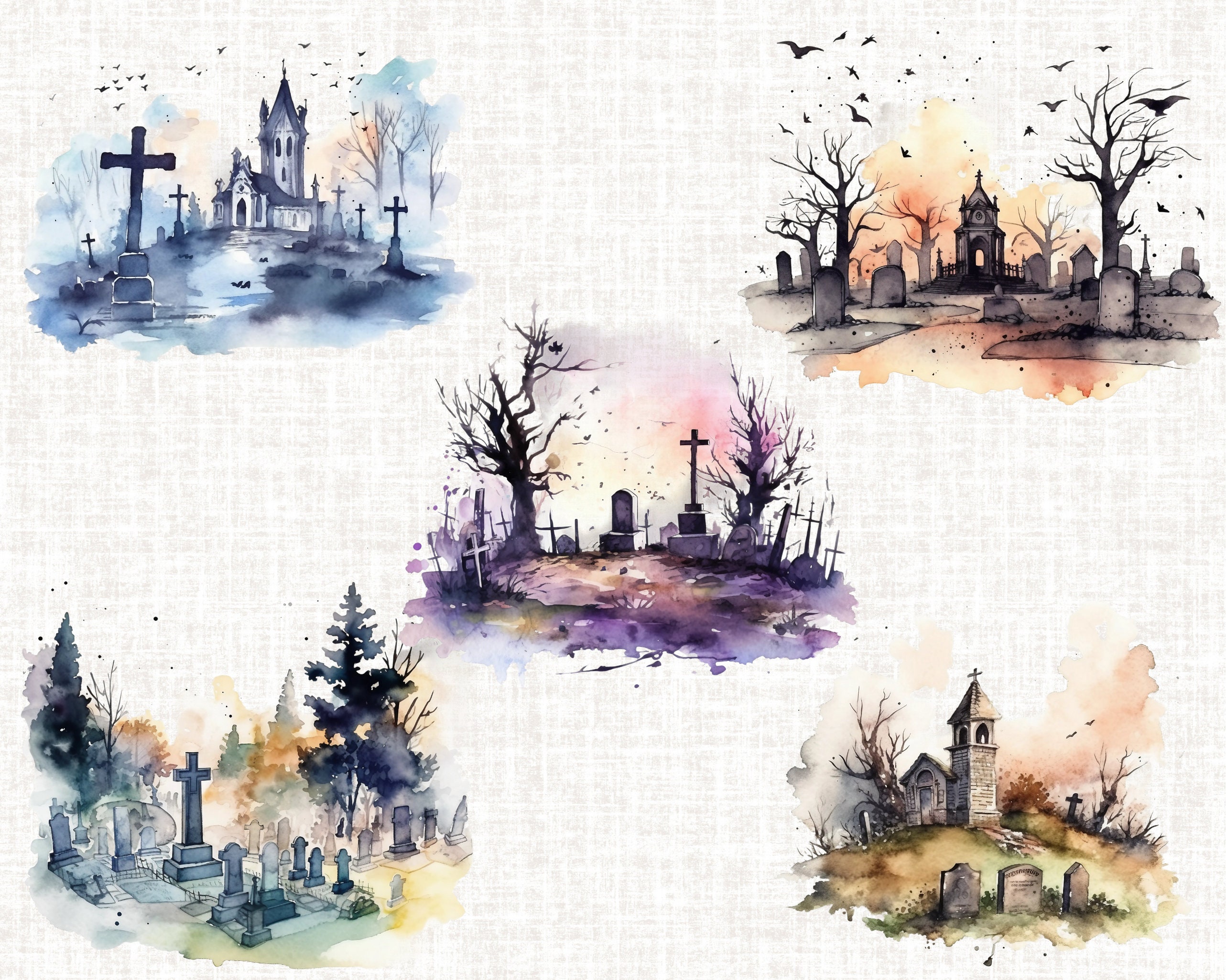 Halloween Graveyard Clipart Spooky Graveyard PNG Scary - Etsy