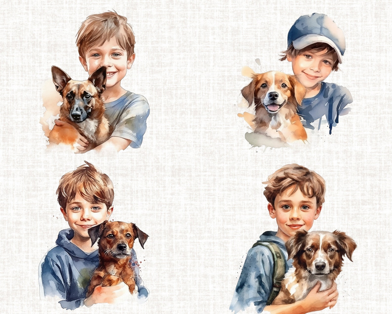 Boy With a Dog Clipart Boy and Dog Clipart Bundle Cute Boy - Etsy