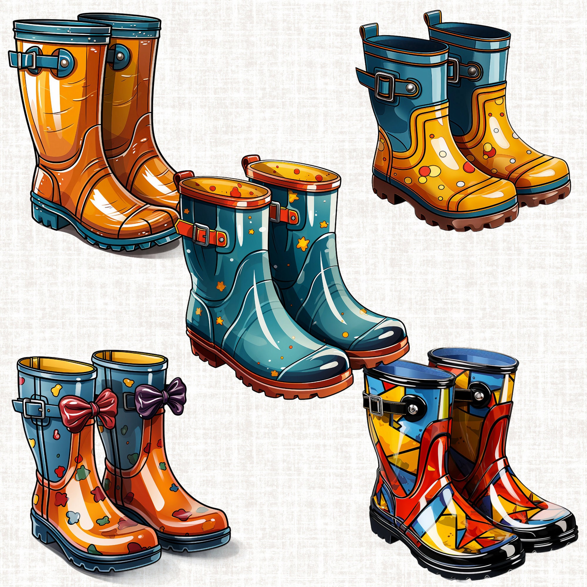 Rain Boots Clipart Bundle Wellington Boots Welly Clipart - Etsy