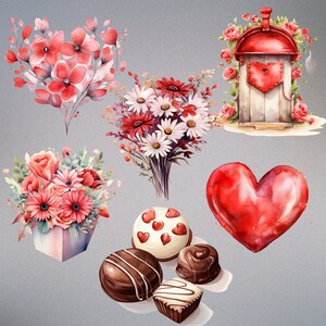 Watercolor Valentines Day Clipart Bundle, Valentine Clipart, Valentine ...