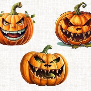Halloween Pumpkin Clipart, Jack-o Lantern Clipart Bundle, Spooky ...