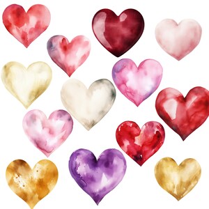 Watercolor Heart Clipart Bundle, Valentines Heart PNG Bundle ...