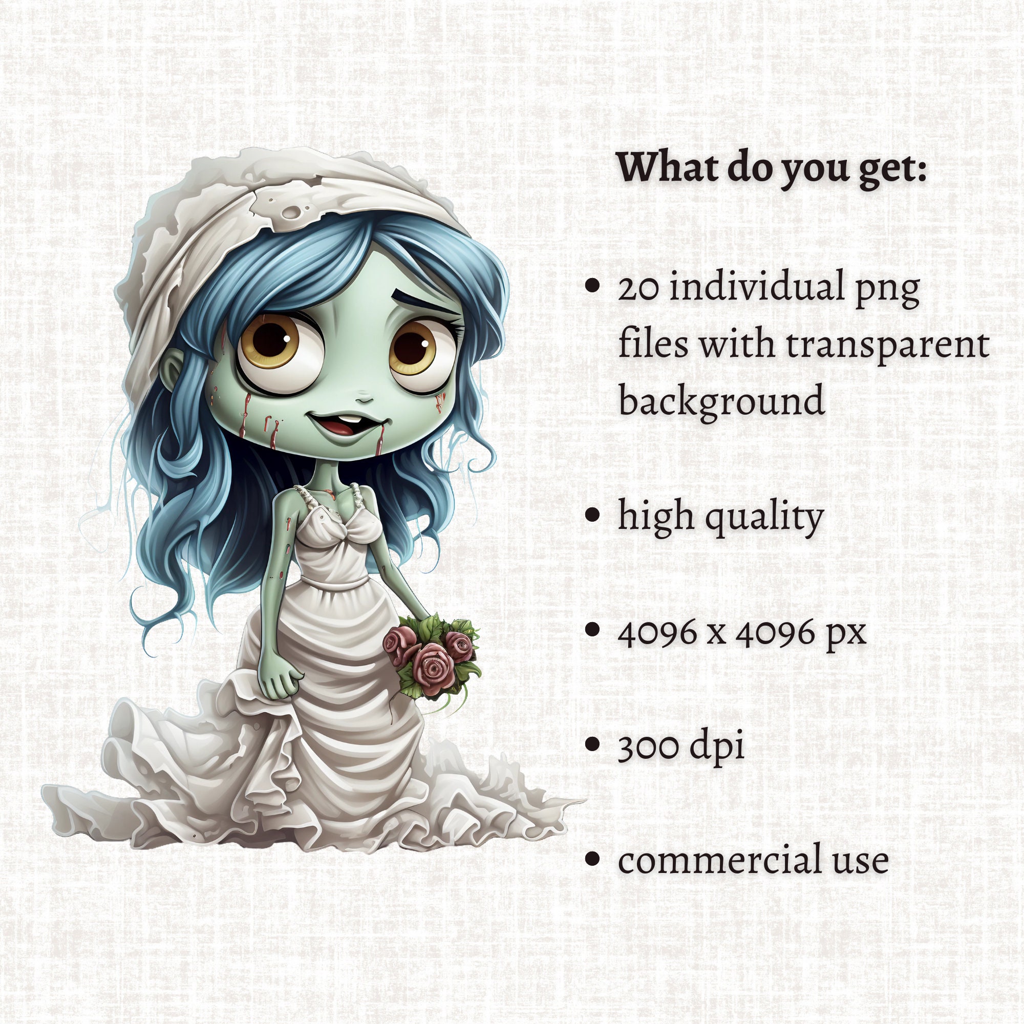Zombie Bride Clipart Cute Zombie Clipart Halloween Zombie - Etsy