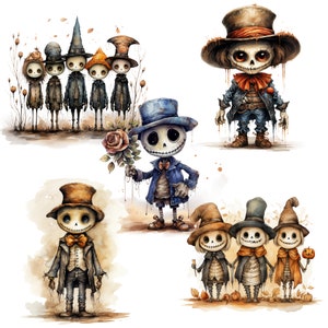 Skeleton Clipart Bundle, Cute Halloween Skeleton PNG, Watercolor ...