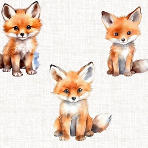 Baby Fox Clipart Bundle, Watercolor Fox Illustration, Cute Woodland ...