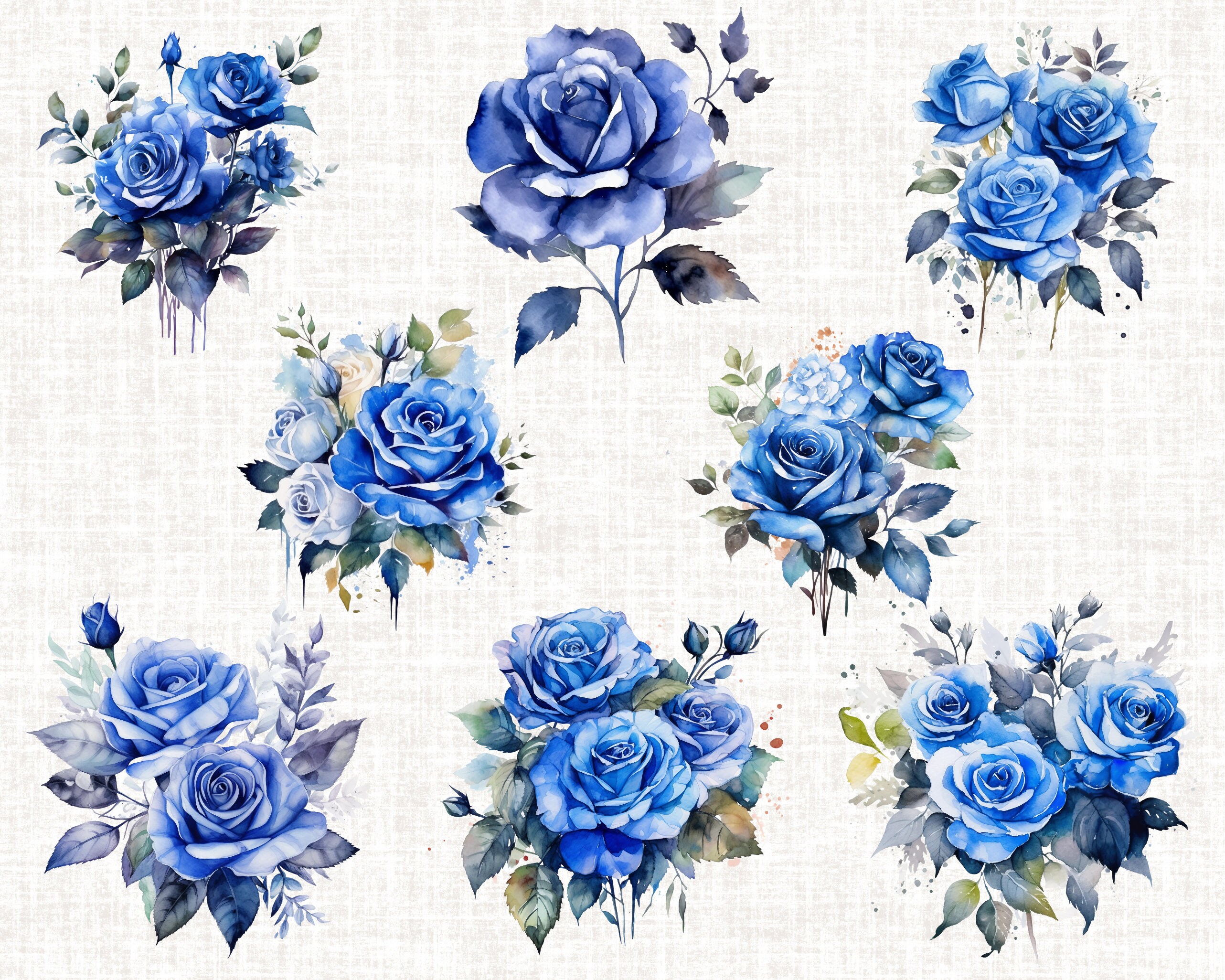 Blue Roses Clipart Watercolor Blue Roses PNG Blue Flowers - Etsy