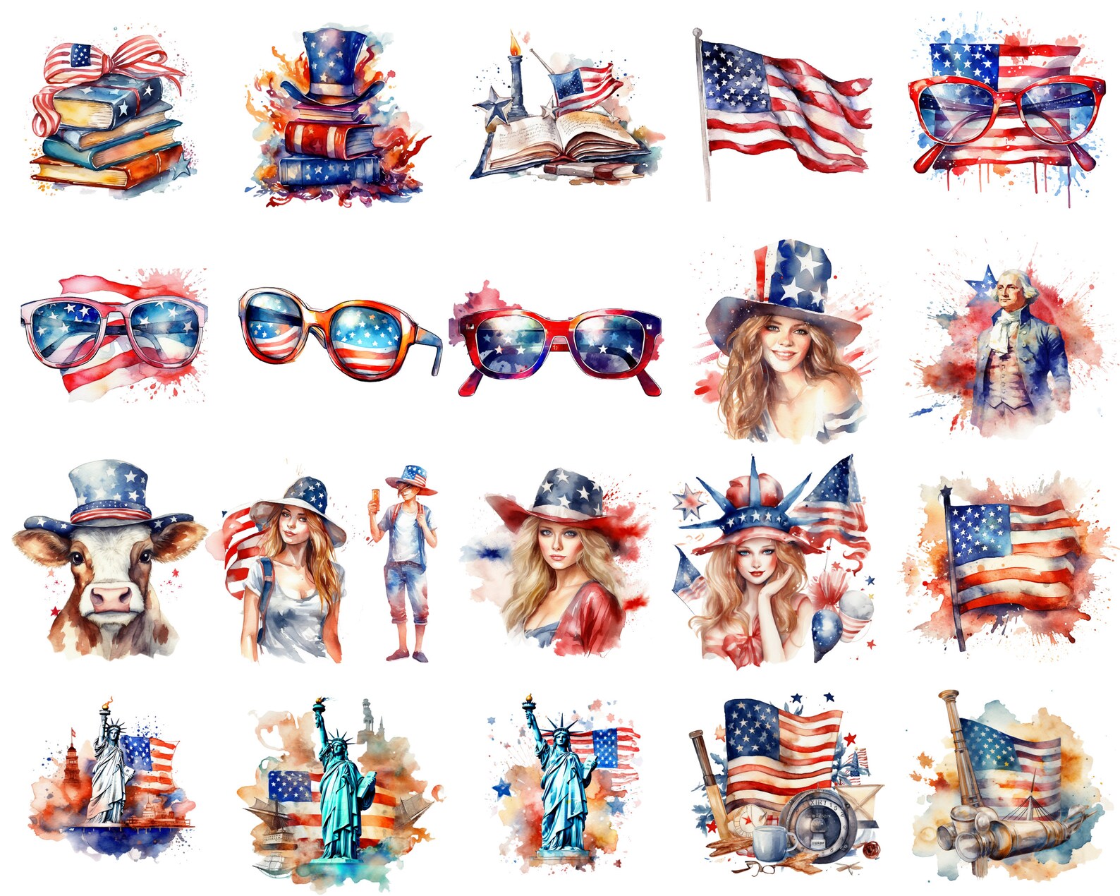 4th of July Clipart Bundle Patriotic Clipart American - Etsy