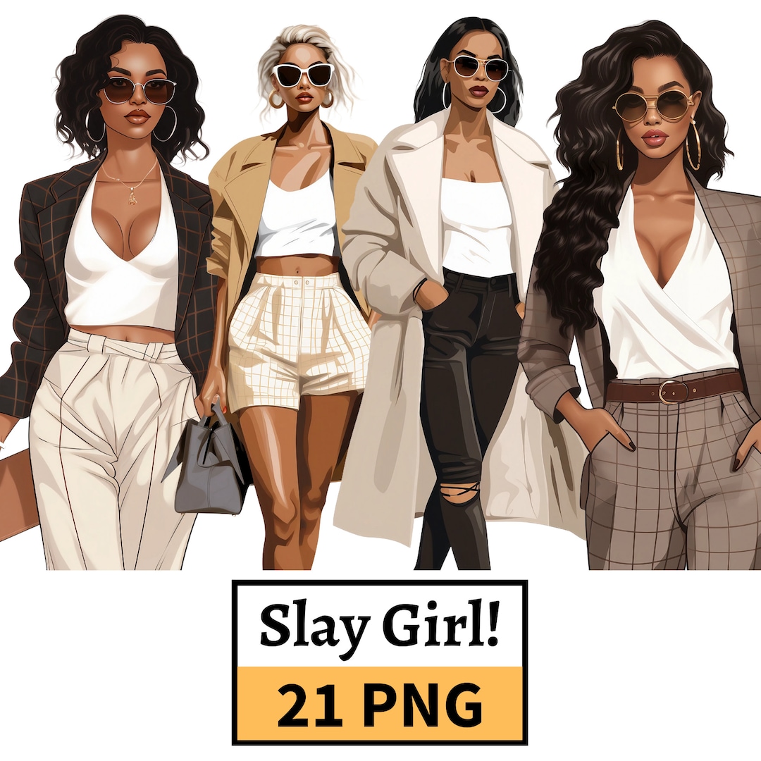 Slay Girl Clipart, 2020s Girl Illustration, Fashion Ladies PNG, African ...
