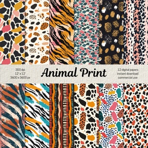 Animal Print Digital Paper Bundle, Modern Animal Seamless Pattern ...
