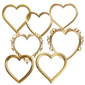 Gold Heart Frames Clipart, Valentines Golden Heart PNG Bundle ...