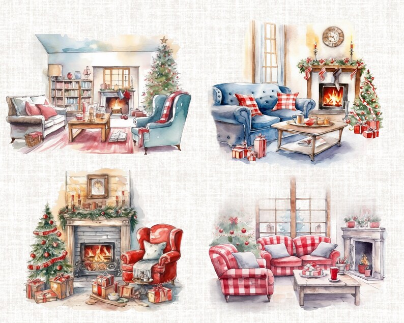 Cozy Christmas Clipart Cozy Christmas Room PNG Christmas - Etsy