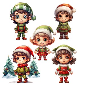 Christmas Elf Clipart, Cute Elves PNG, Holiday Clip Art, Cartoon ...